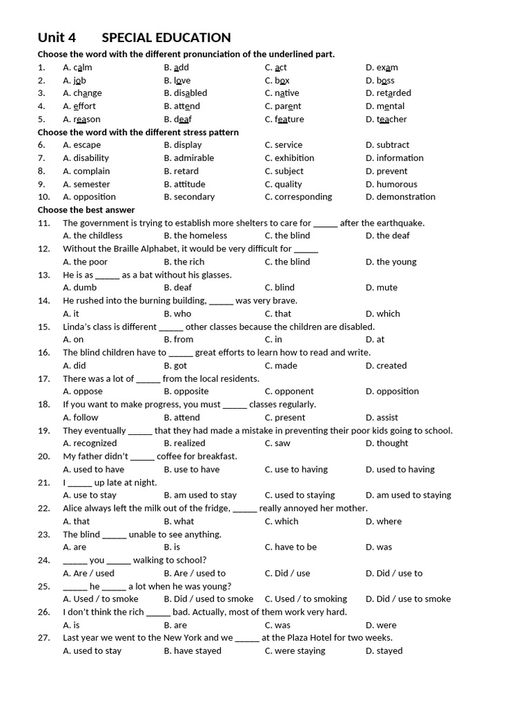 10 - Unit 4 SPECIAL EDUCATION | PDF