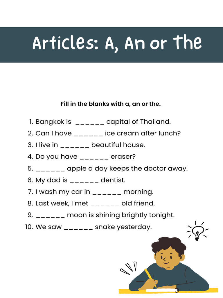 Articles A, An, The Worksheet_20250801_114254_0000 | PDF