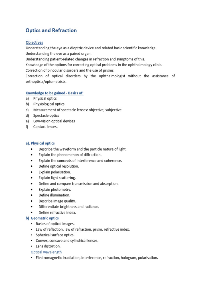Understanding Optics and Refraction | PDF | Optics | Glasses