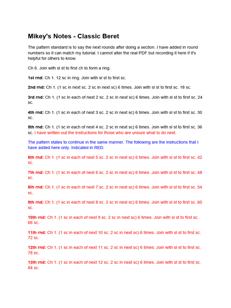 Crochet Mikeys Notes Classic Beret | PDF | Military Operations | Battles