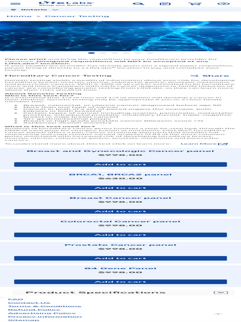 Hereditary Cancer Testing at LifeLabs | PDF | Cancer | Prostate Cancer