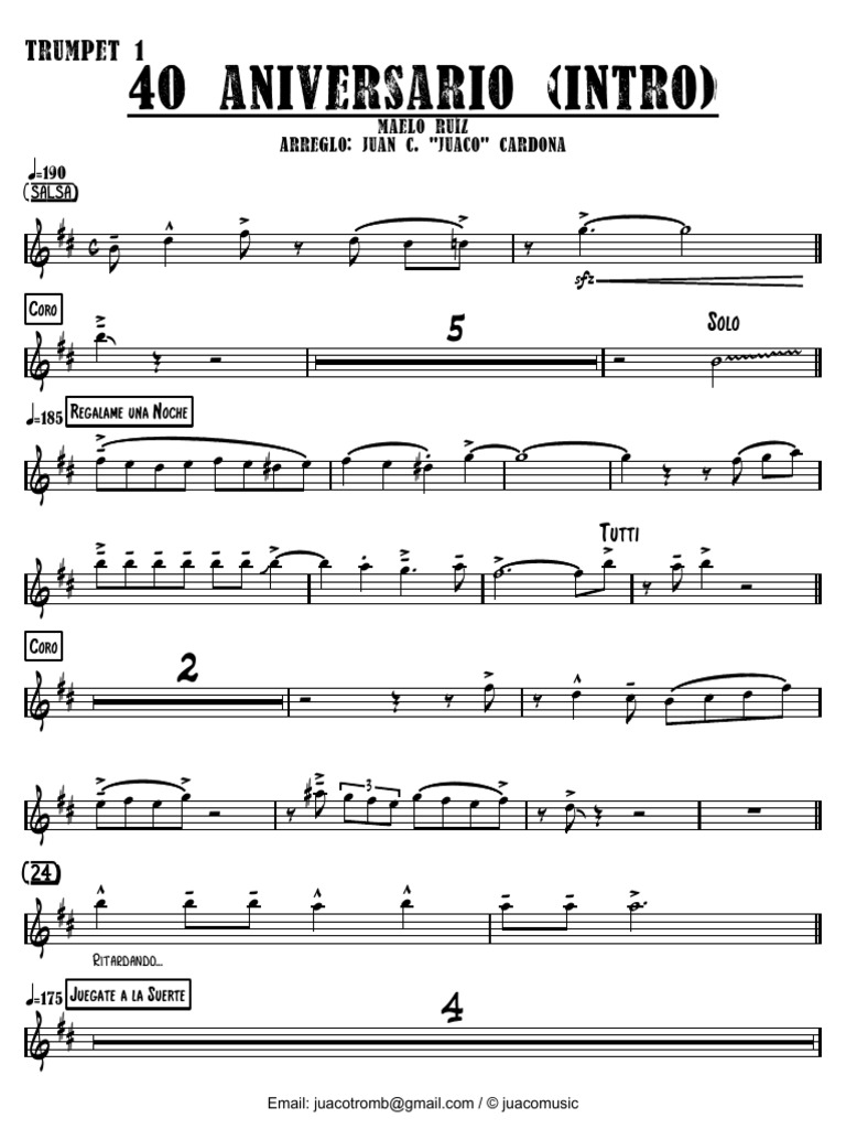 40 Aniversario (Intro) - Trumpet 1 | PDF