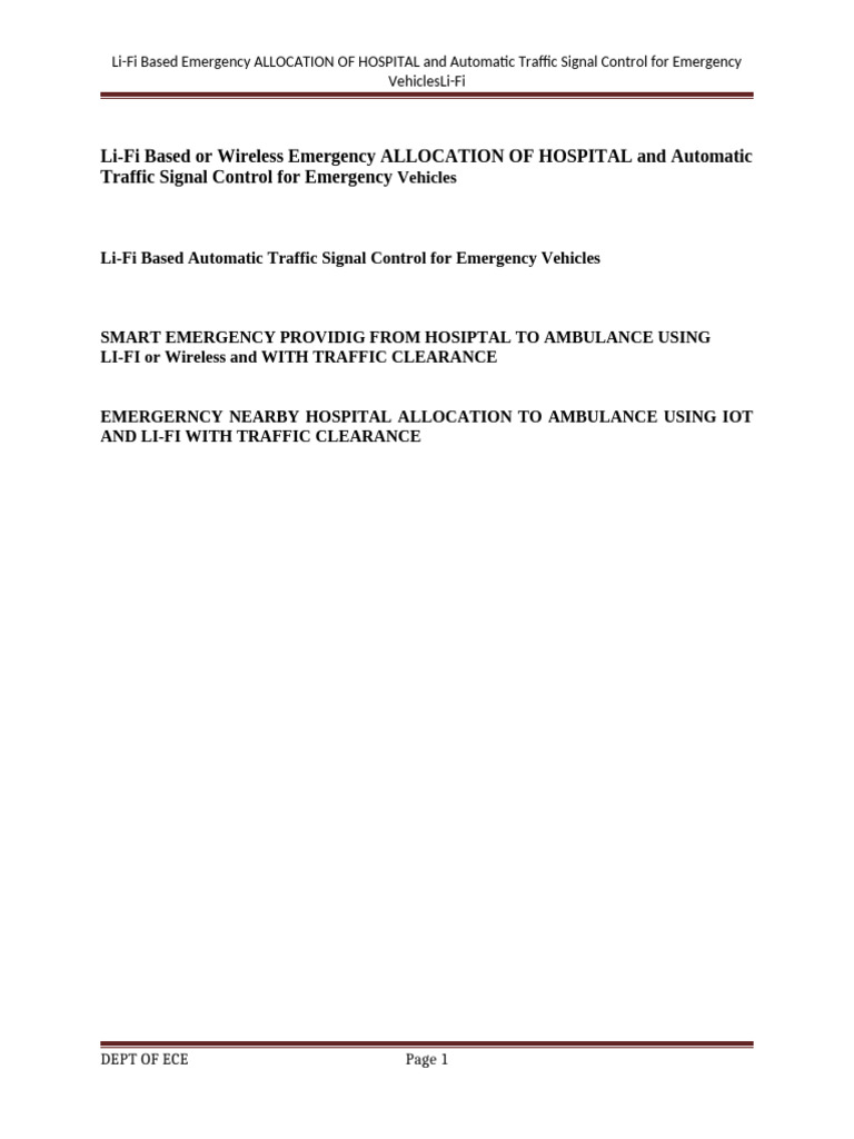 Li-Fi Based Emergency ALLOCATION OF HOSPITAL and Automatic Traffic ...