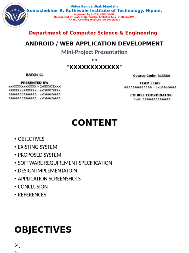 VSM-PPT Format For Mini Project Application Demonstration | PDF