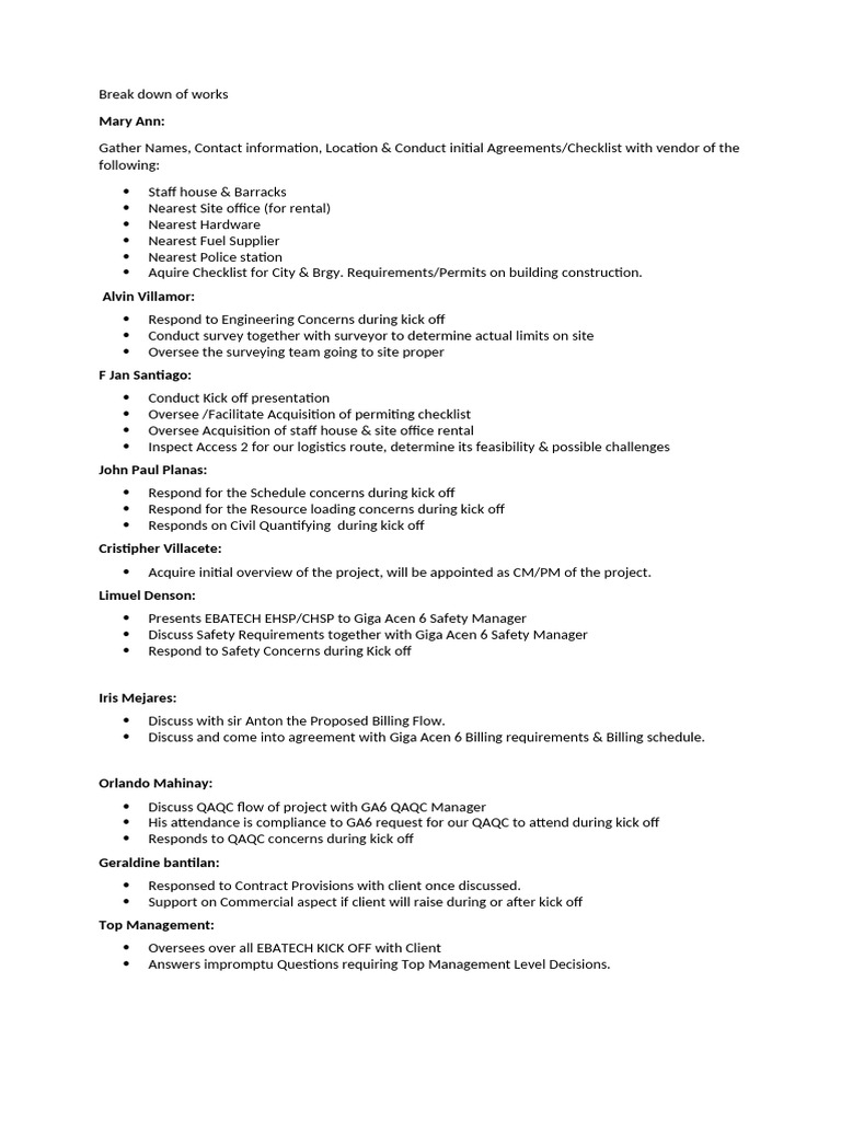 REF 146 - Break Down of Works | PDF