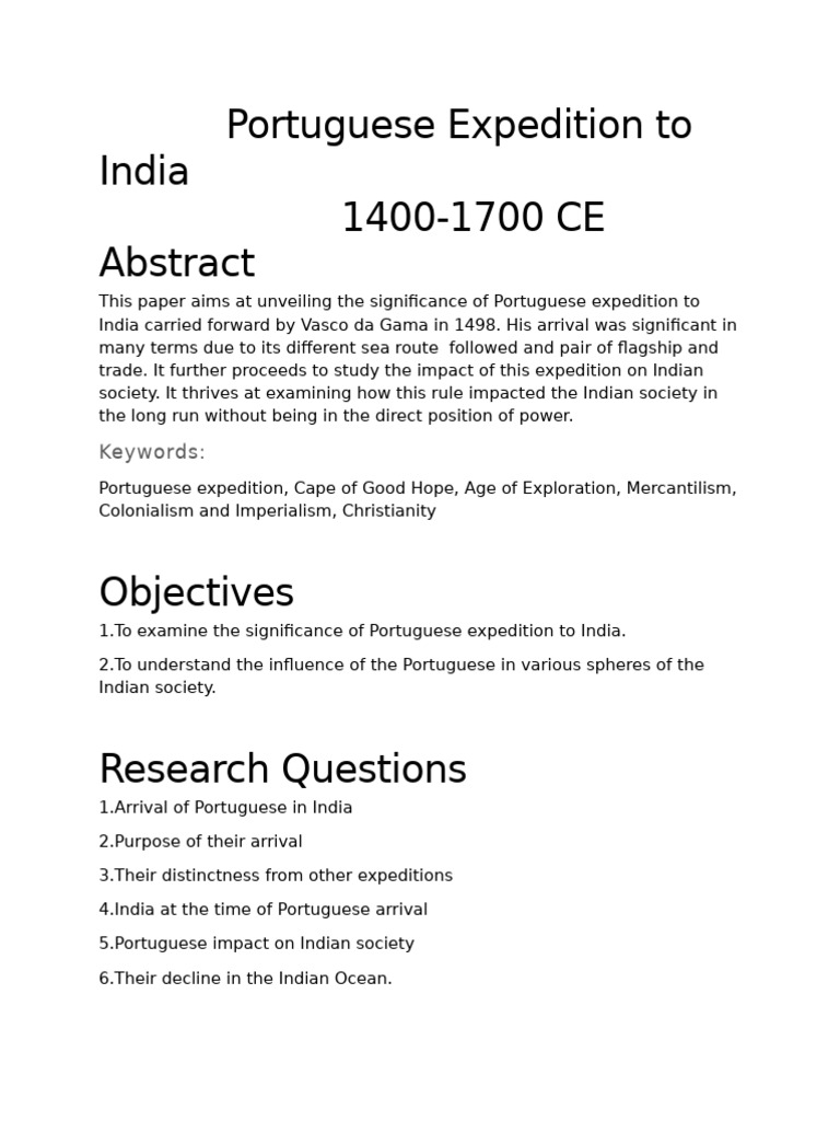Portuguese Expedition To India | PDF | Age Of Discovery | Portugal