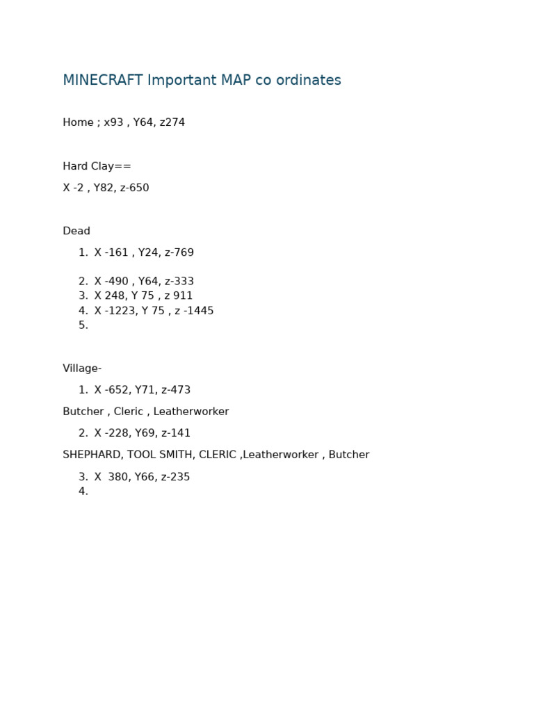 Minecraft Map Coordinates Guide | PDF