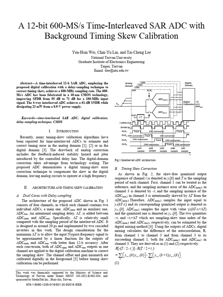 12-bit 600-MS/s SAR ADC with Calibration | PDF | Analog To Digital ...