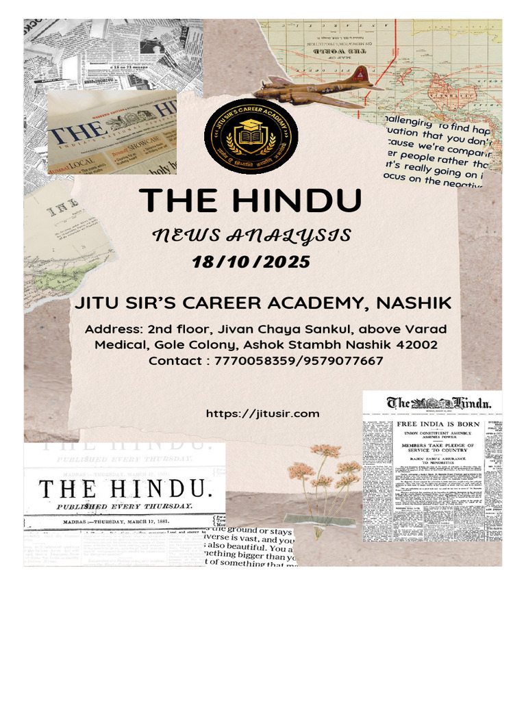 The Hindu Daily Analysis 18 Oct 2025 | PDF | H 1 B Visa | Afghanistan