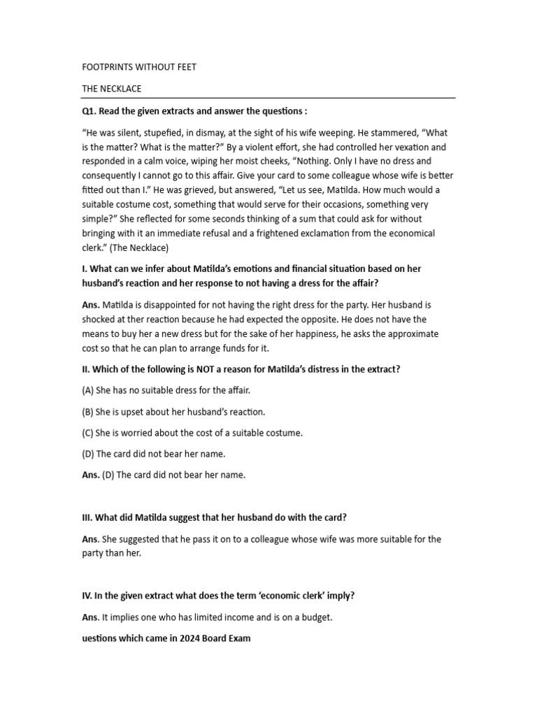 Character Analysis of Mathilde in "The Necklace" | PDF | Think Tank