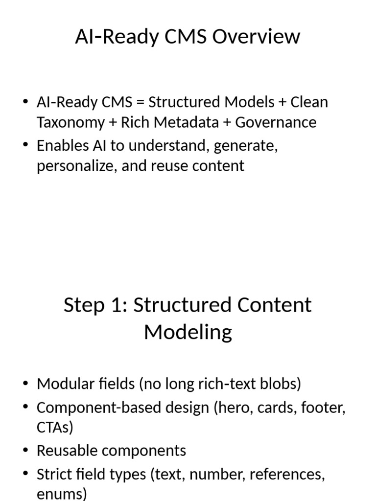 AI Ready CMS: Structure & Taxonomy Guide | PDF | Metadata | Artificial ...