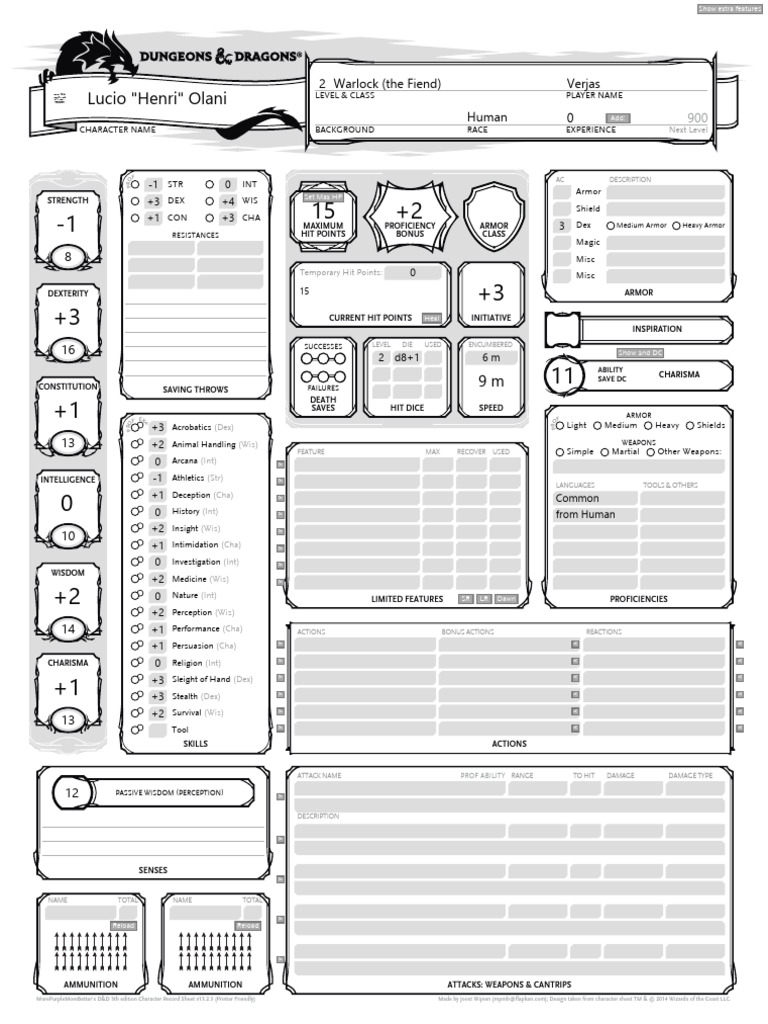 MPMB's Character Record Sheet (v13.2.3) (Printer Friendly) | PDF ...