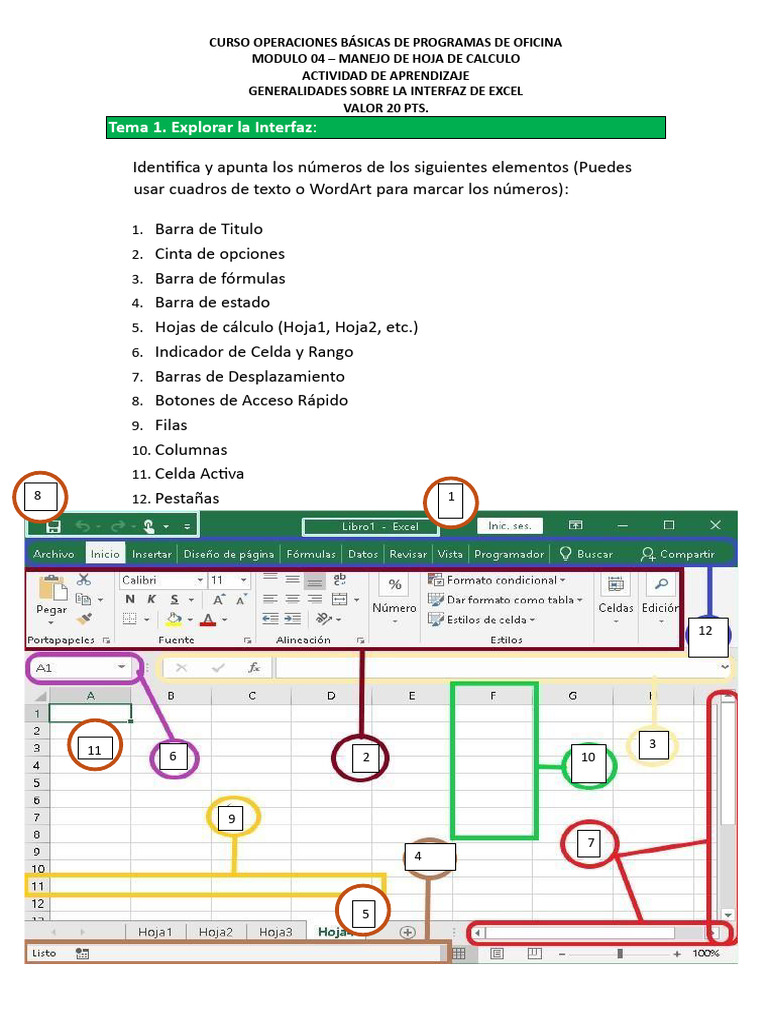 Tema 1. Explorar La Interfaz | PDF | Microsoft Excel | Hoja de cálculo