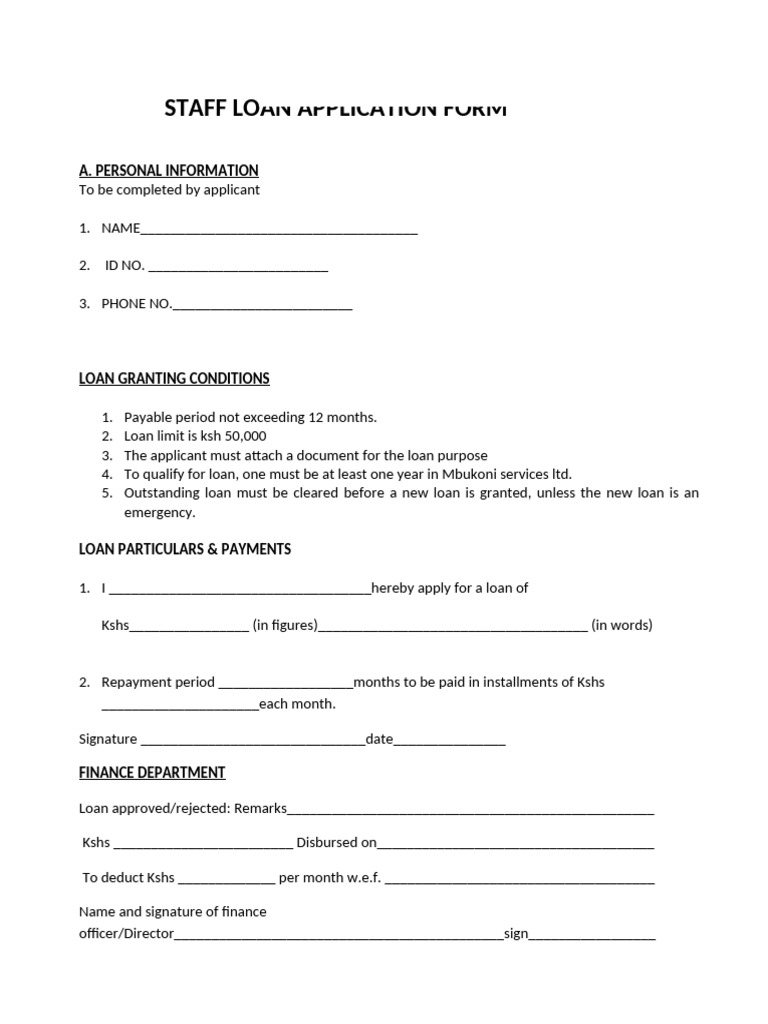 Staff Loan Application Form Guide | PDF
