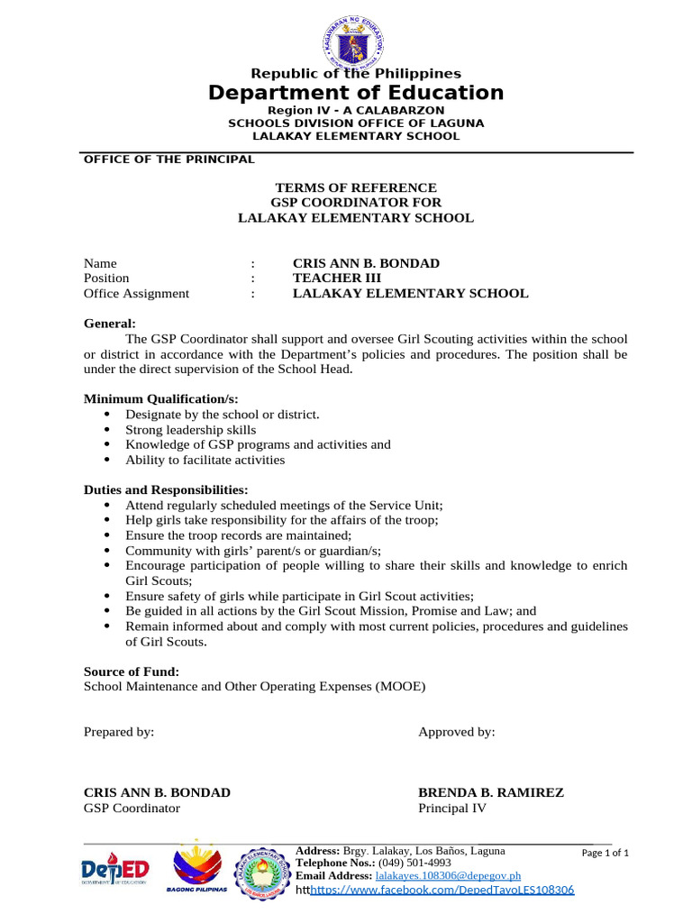 GSP Terms of Reference | PDF
