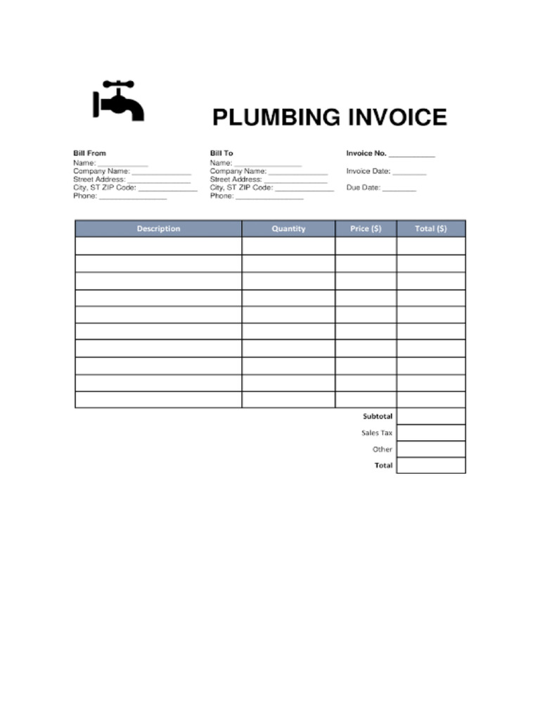 Plumbing Invoice HD | PDF