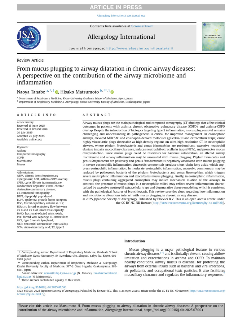 From Mucus Plugging To Airway Dilatation in Chronic Airway Diseases - A ...