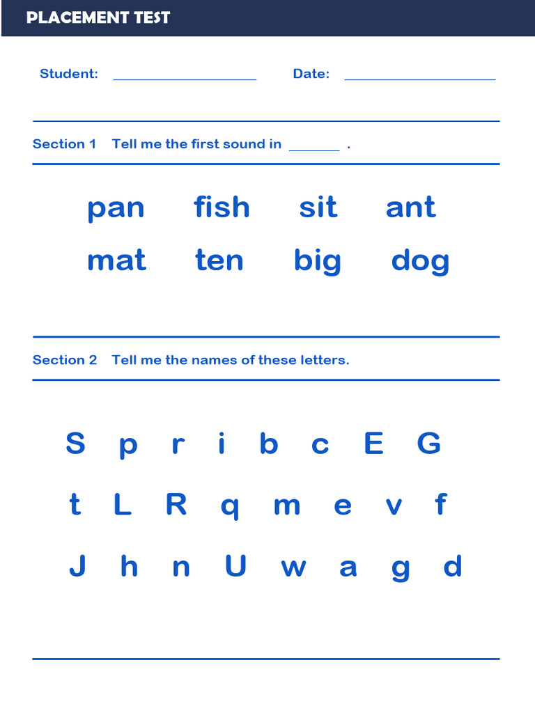 Placement Test for Reading Skills | PDF