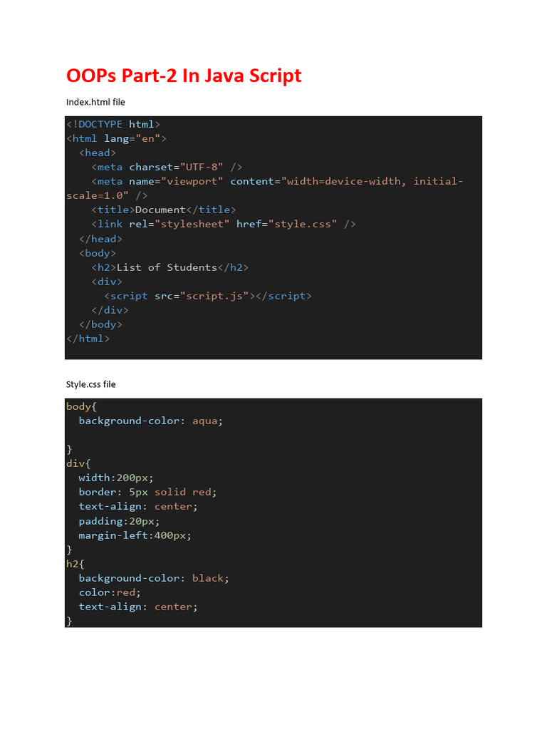 OOPs Part 2 in JS | PDF
