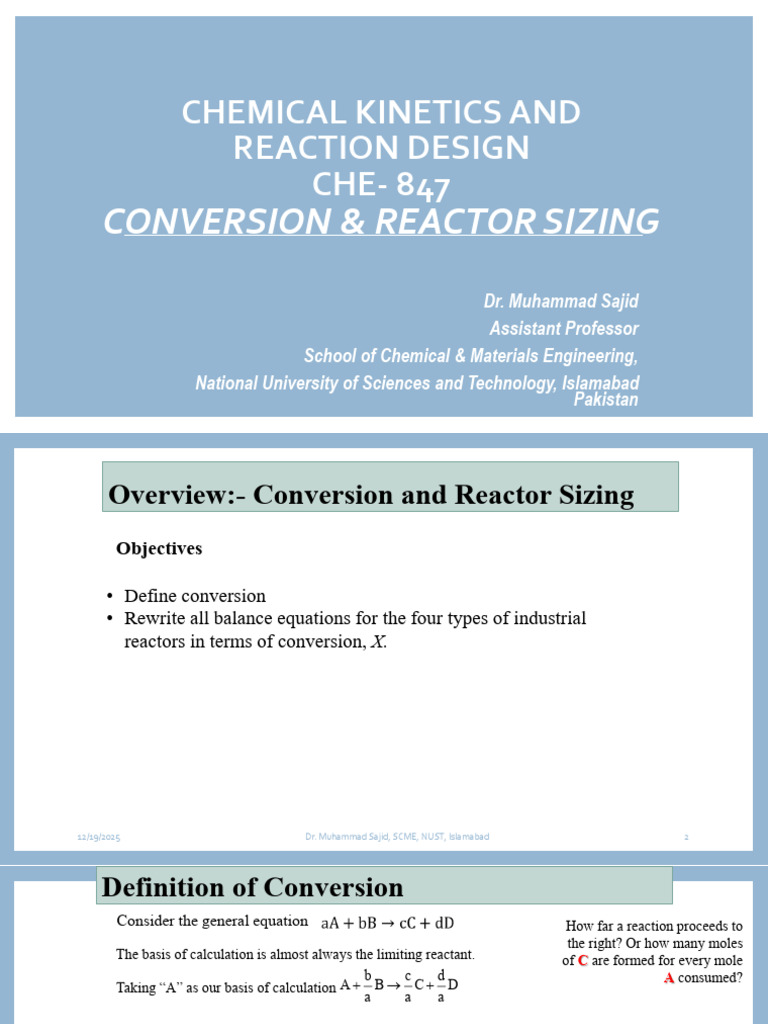 Reactor Sizing and Conversion Analysis | PDF | Chemical Reactor ...