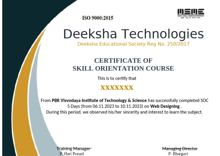 Sample Certificates-Wed Desiging | PDF