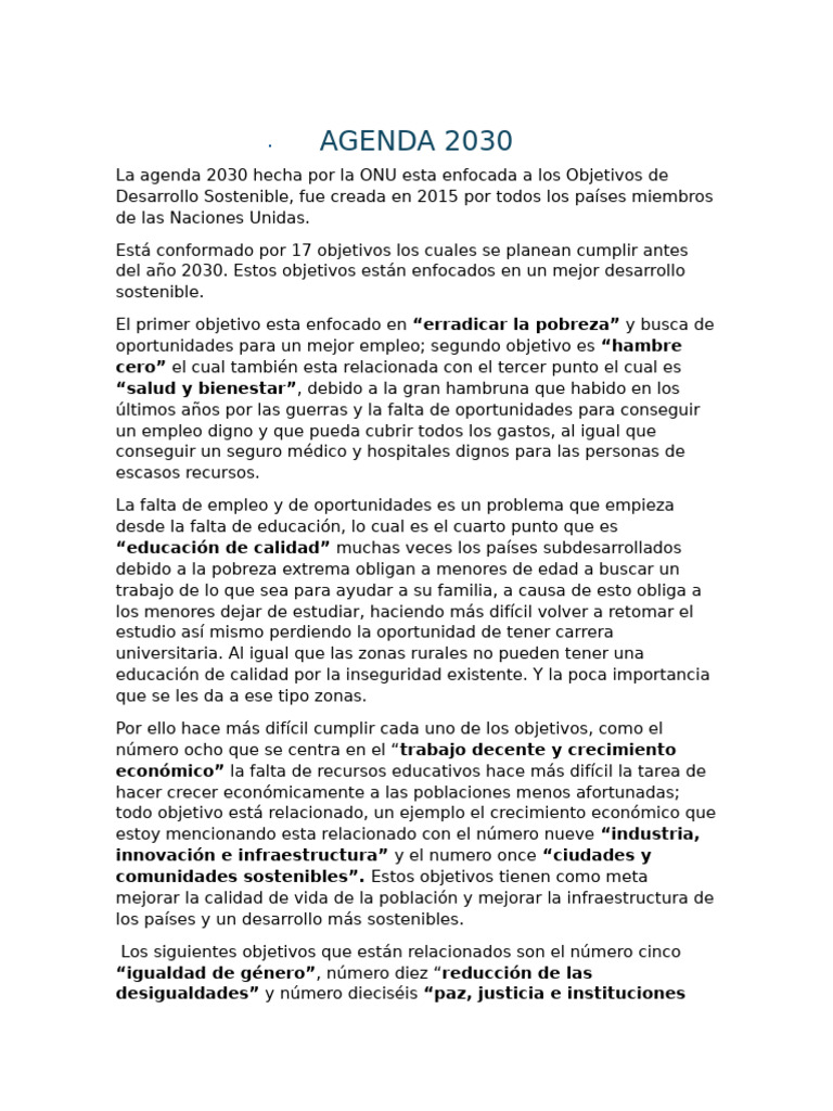 Objetivos de Desarrollo Sostenible 2030 | PDF | Pobreza | Pobreza e ...