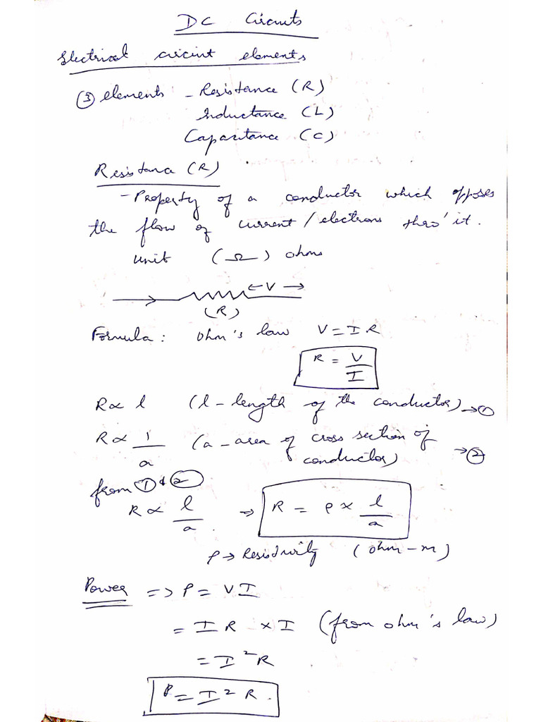Electrical Circuit Elements DC Circuit | PDF