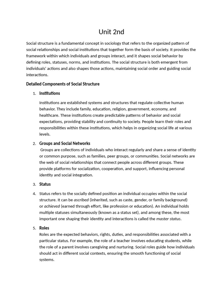 Unit 2 Sociology | PDF