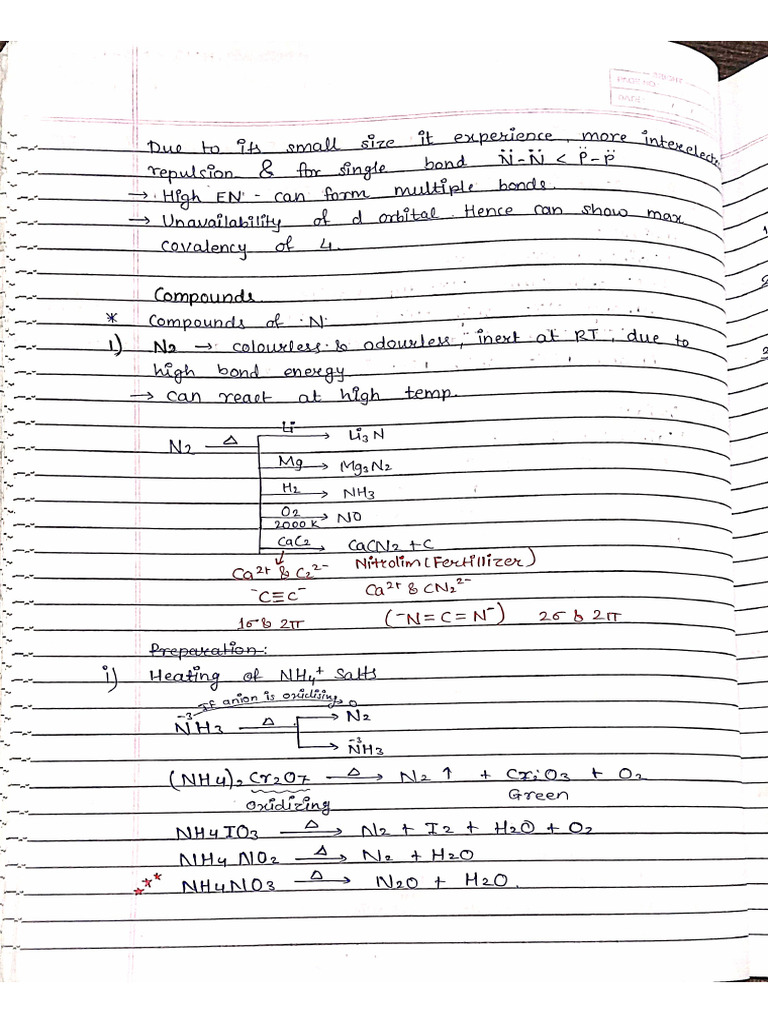Nitrogen Family Compounds | PDF