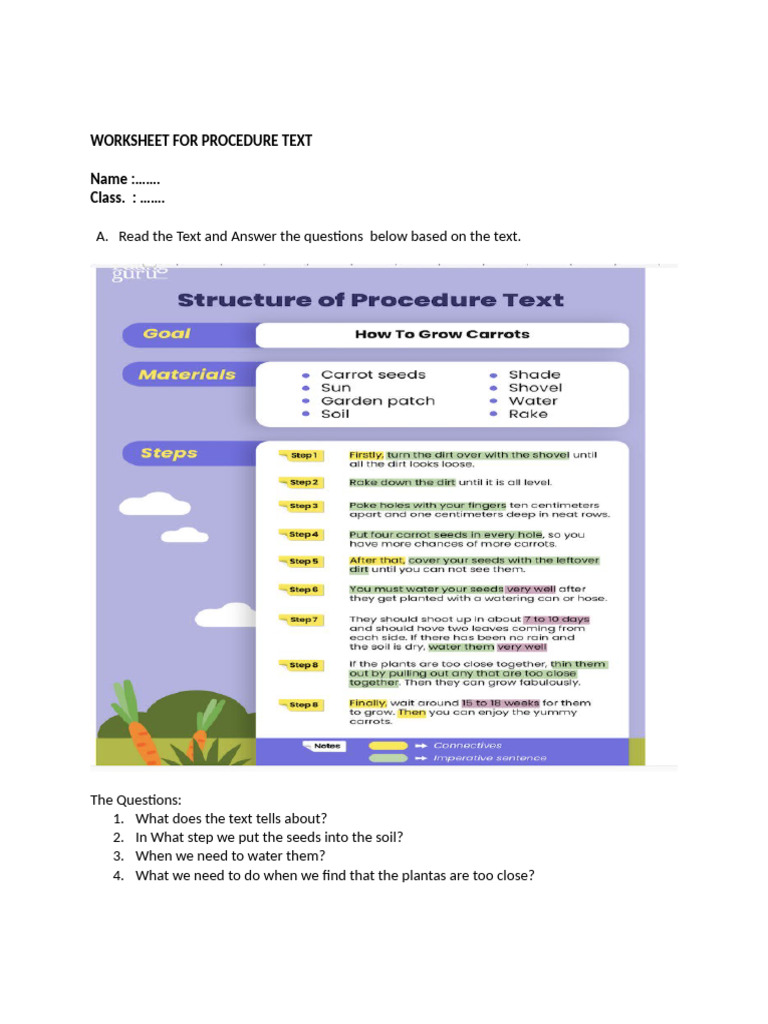 Procedure Text Worksheet for Students | PDF