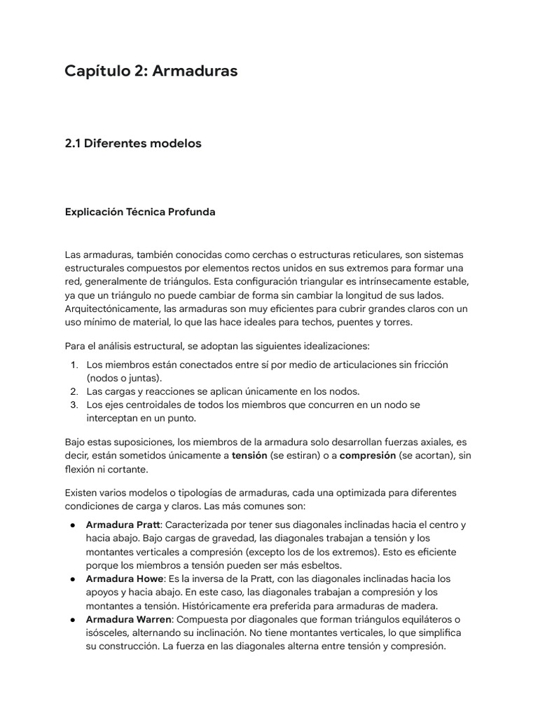 Tipos de Armaduras: Estructuras Estables | PDF | Braguero | Mecánica