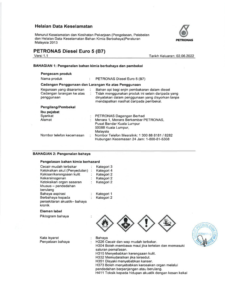 Petronas SDS Diesel Euro5 B7 (BM) | PDF