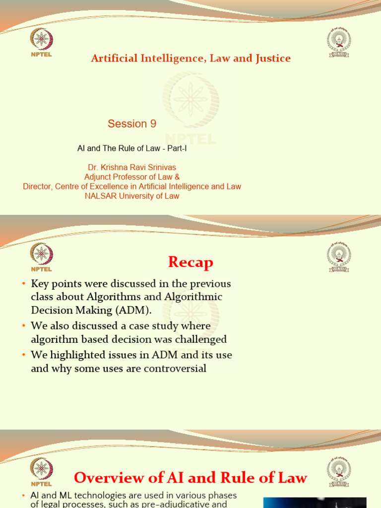 Week - 2 - Lecture - 9 AI and The Rule of Law - Part-I | PDF | Machine ...