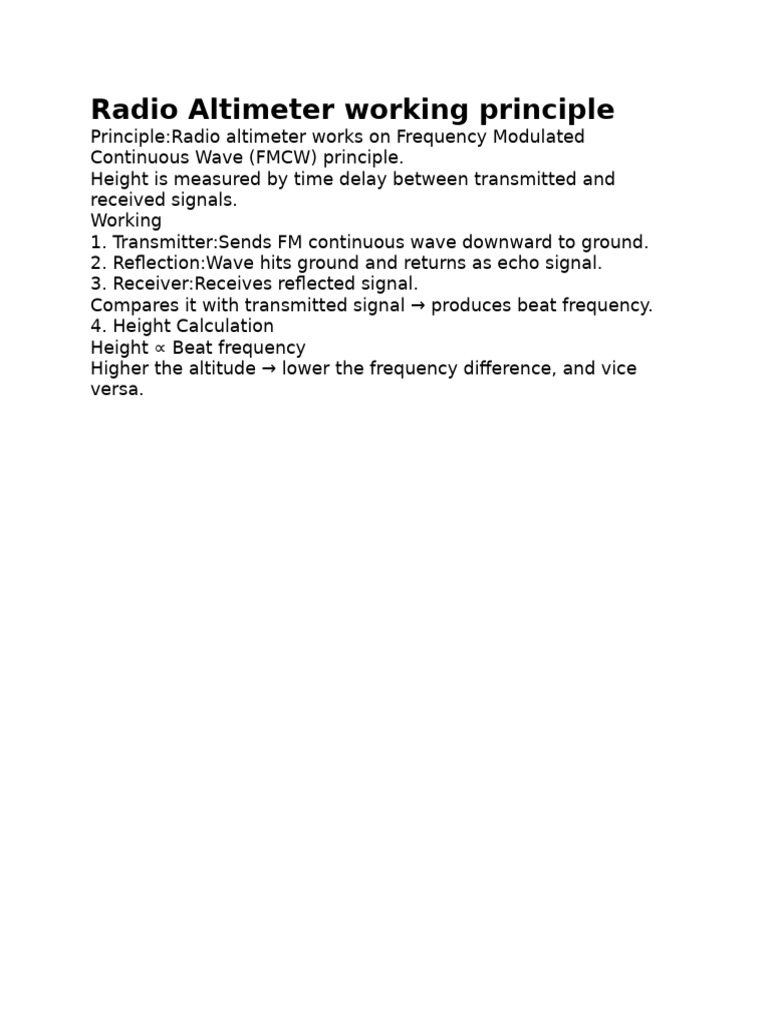 Radio Altimeter Working Principle Explained | PDF
