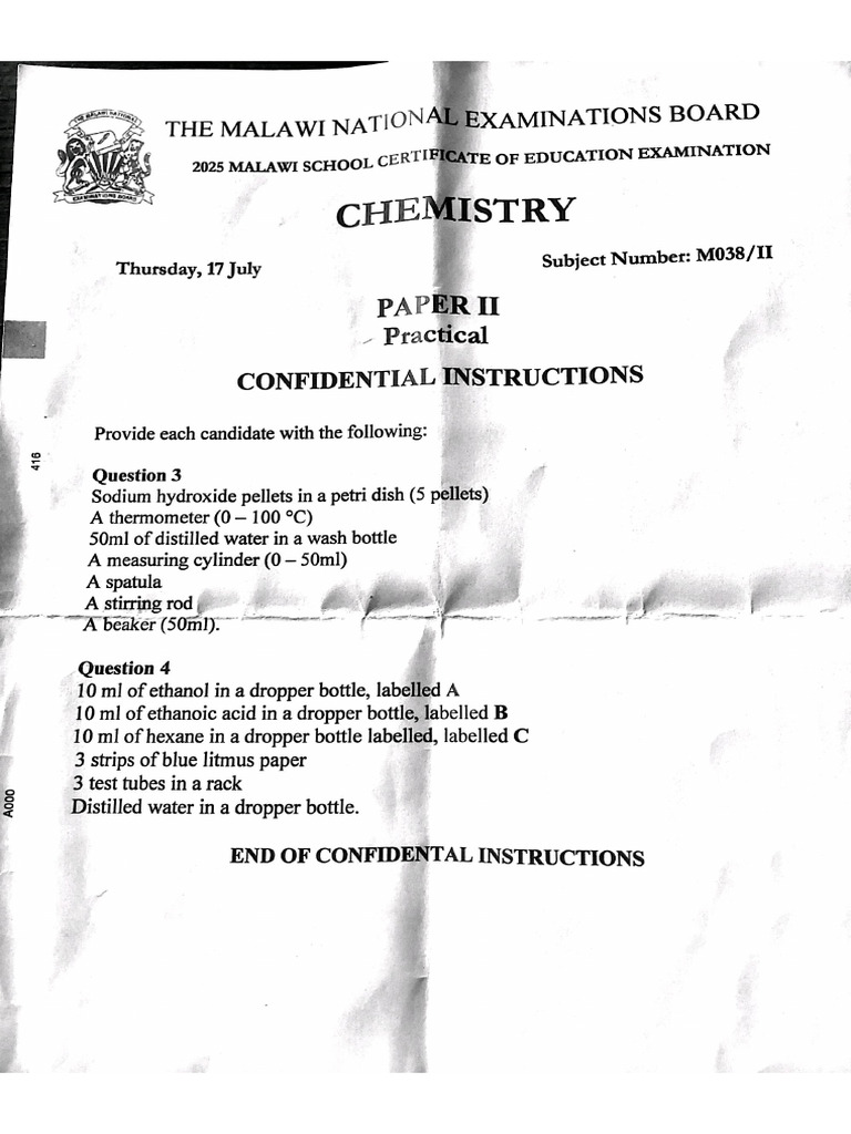 2025 Chemistry P2 Maneb | PDF
