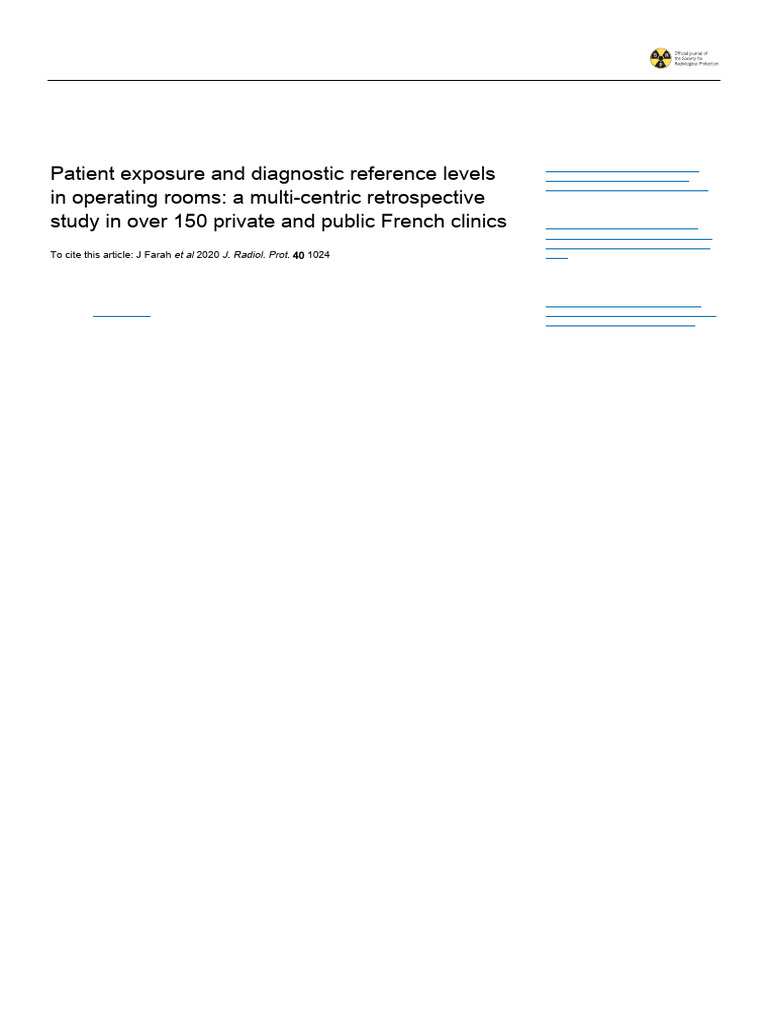 Patient Exposure & DRLs in French Clinics | PDF | Medical Specialties ...