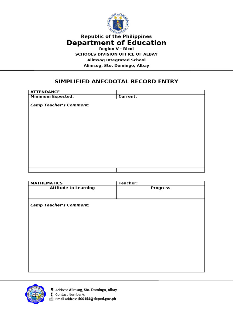 Anecdotal Record | PDF