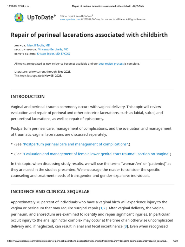 Perineal Laceration Repair in Childbirth | PDF | Childbirth | Surgical ...
