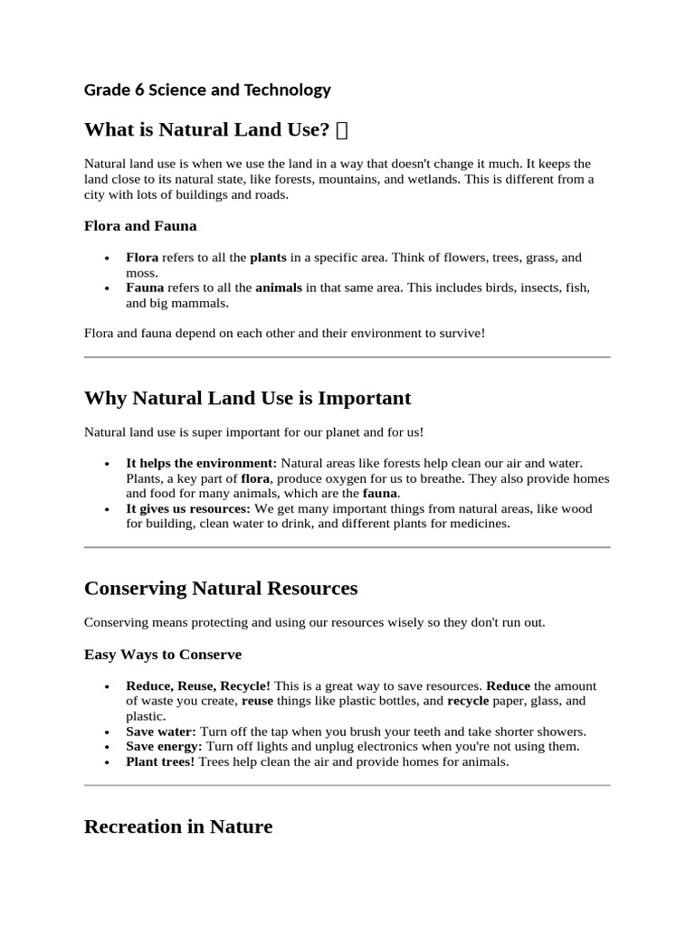Understanding Natural Land Use in Grade 6 | PDF | Plants | Recycling