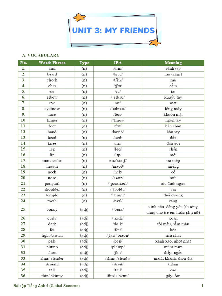 Unit 3. My Friends (GS 6) | PDF
