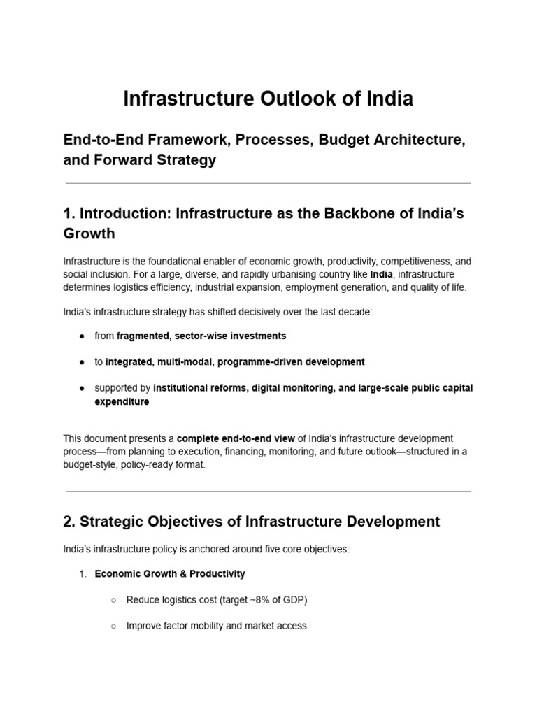 India Infrastructure Development Strategy | PDF | Infrastructure ...