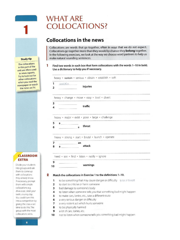 Collocations For Self-Study Weeks 1-2 Reading | PDF
