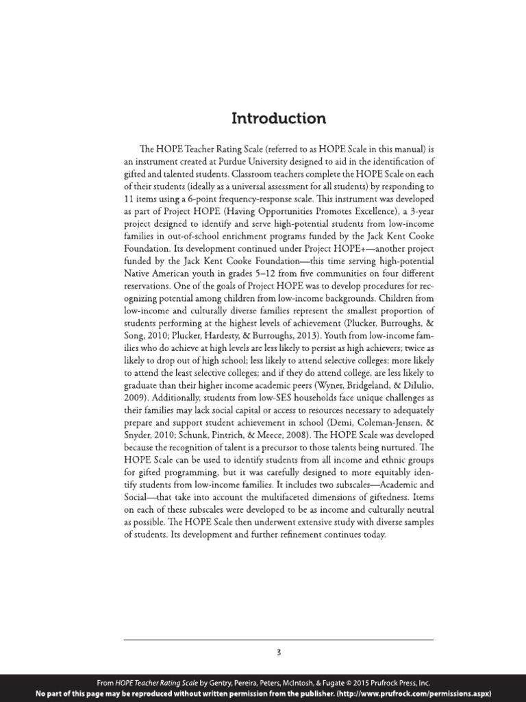 HOPE Scale Administrator Manual Part 1 | PDF