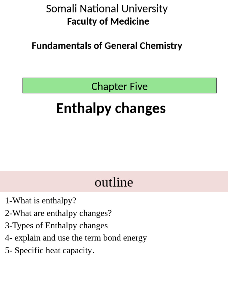 Chapter Five Enthalpy Change | PDF | Enthalpy | Mole (Unit)