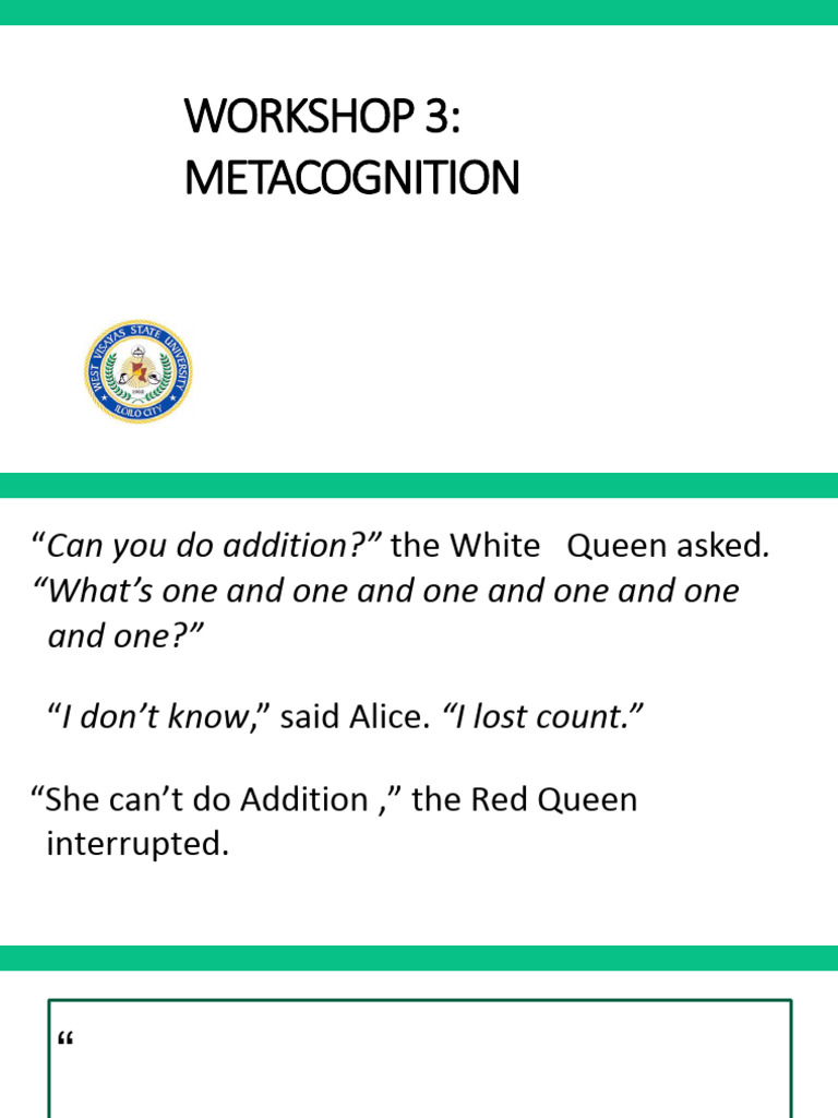 Workshop 3 J Metacognition | PDF | Metacognition | Information