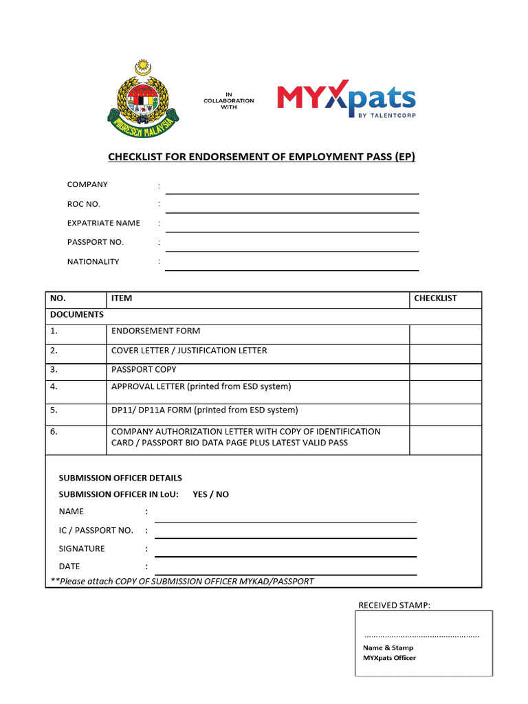 Endorsement Checklist (EP) v1 | PDF