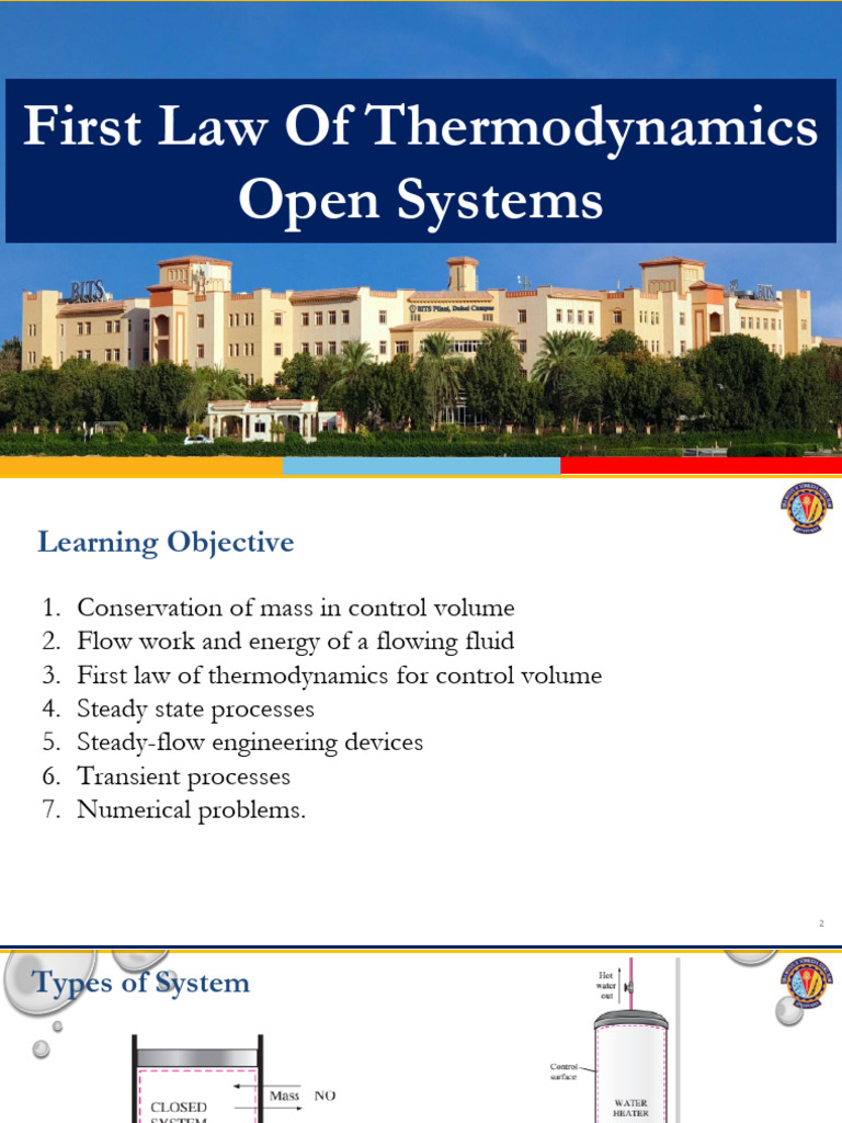 First Law of Thermodynamics in Open Systems | PDF | Discharge ...