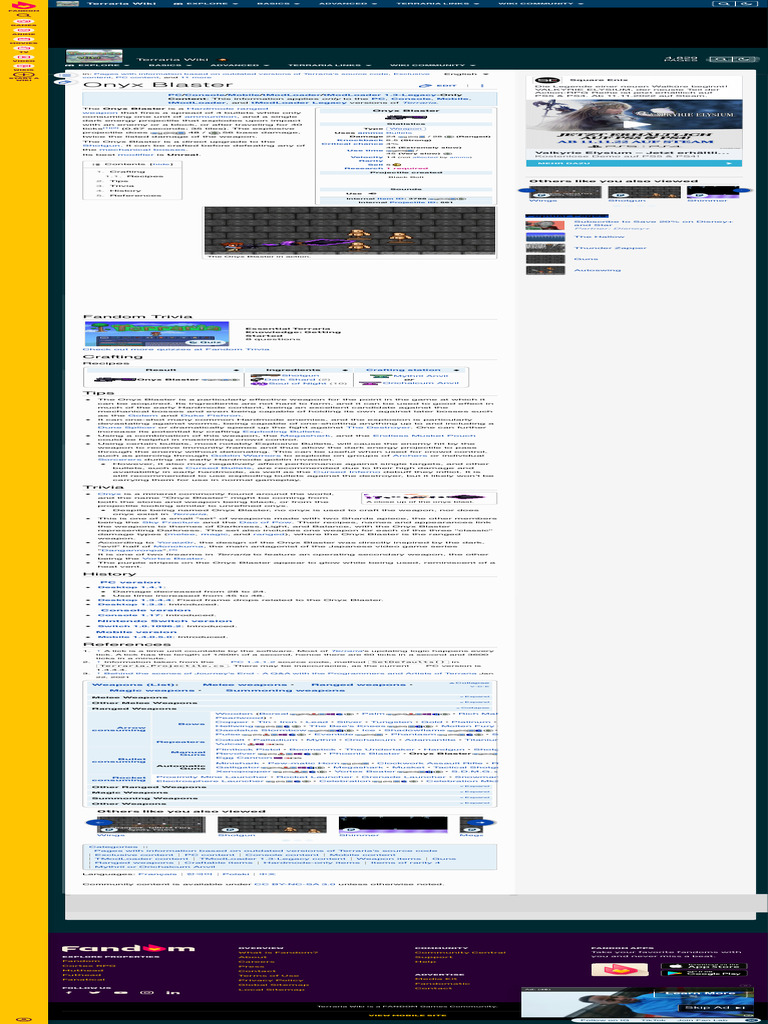 Onyx Blaster - Terraria Wiki | PDF | Ammunition | Gun