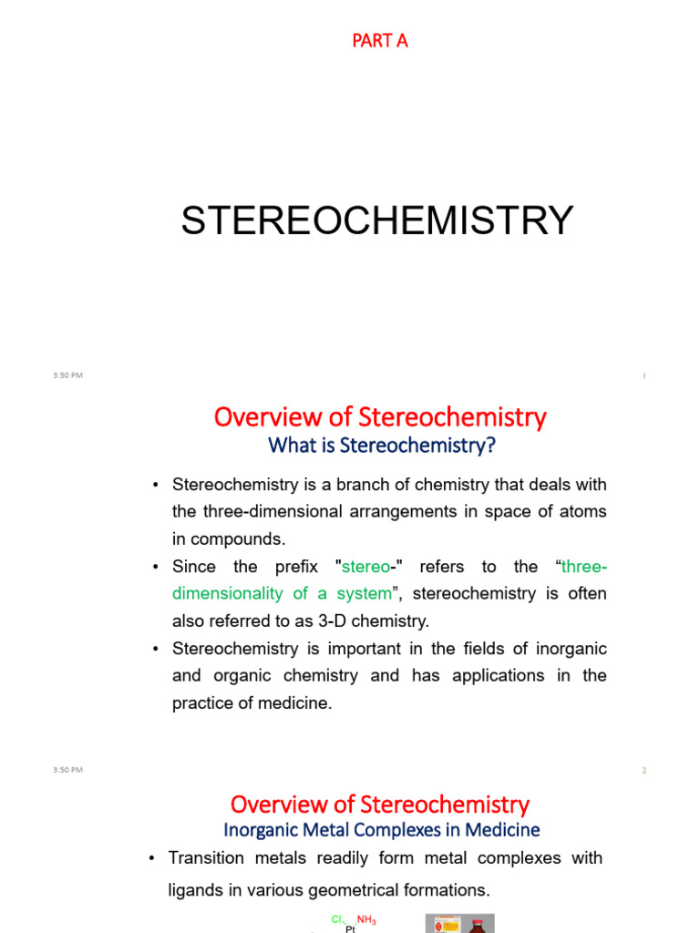 Overview of Stereochemistry | PDF | Chirality (Chemistry) | Stereochemistry