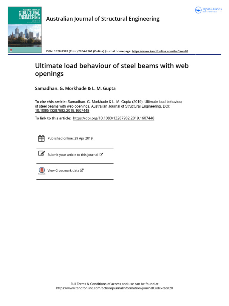 Ultimate Load Behaviour of Steel Beams With Web Openings | PDF | Beam ...